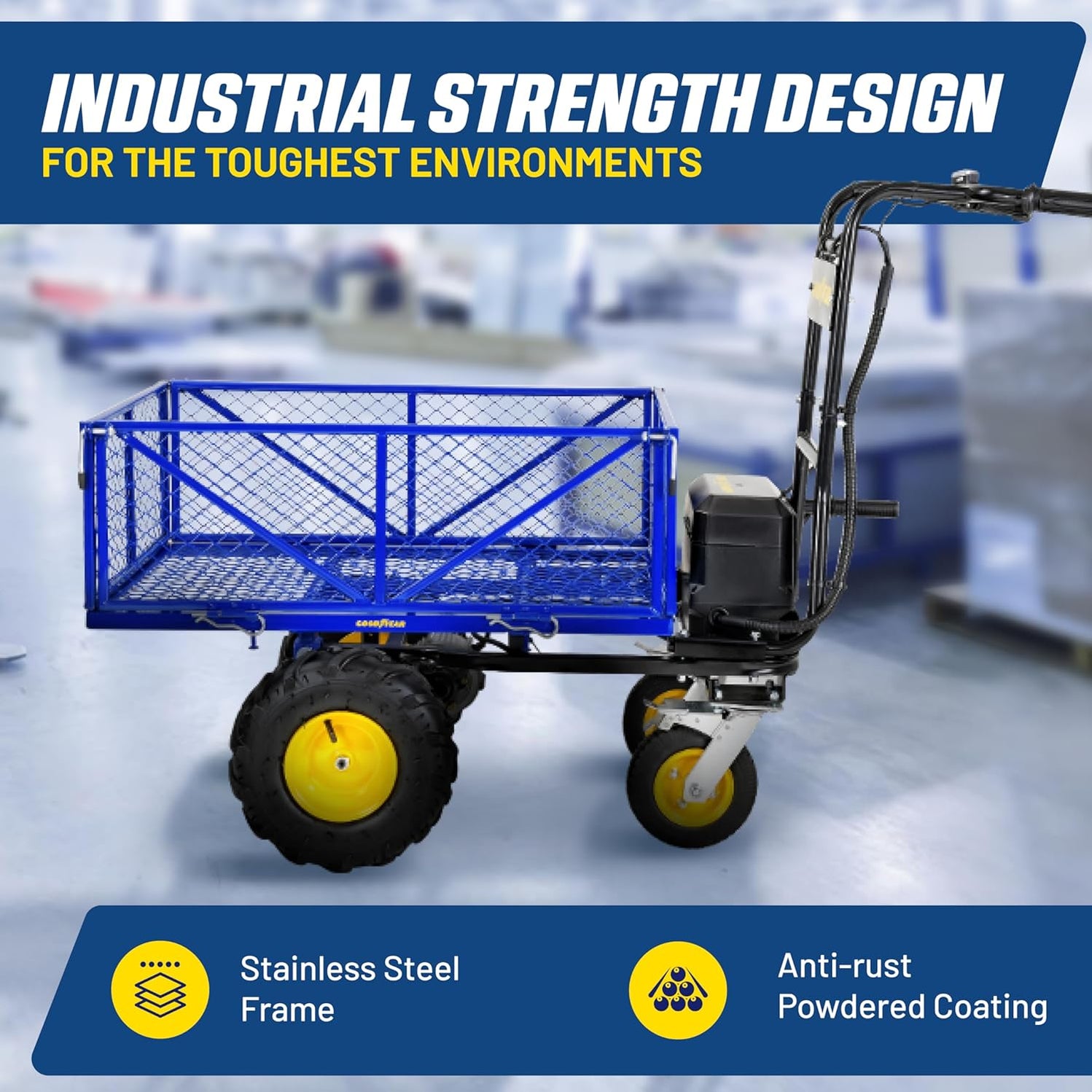 Goodyear Electric Utility Wagon: 48V Li-Ion, 660lbs Load, 1000lbs ...