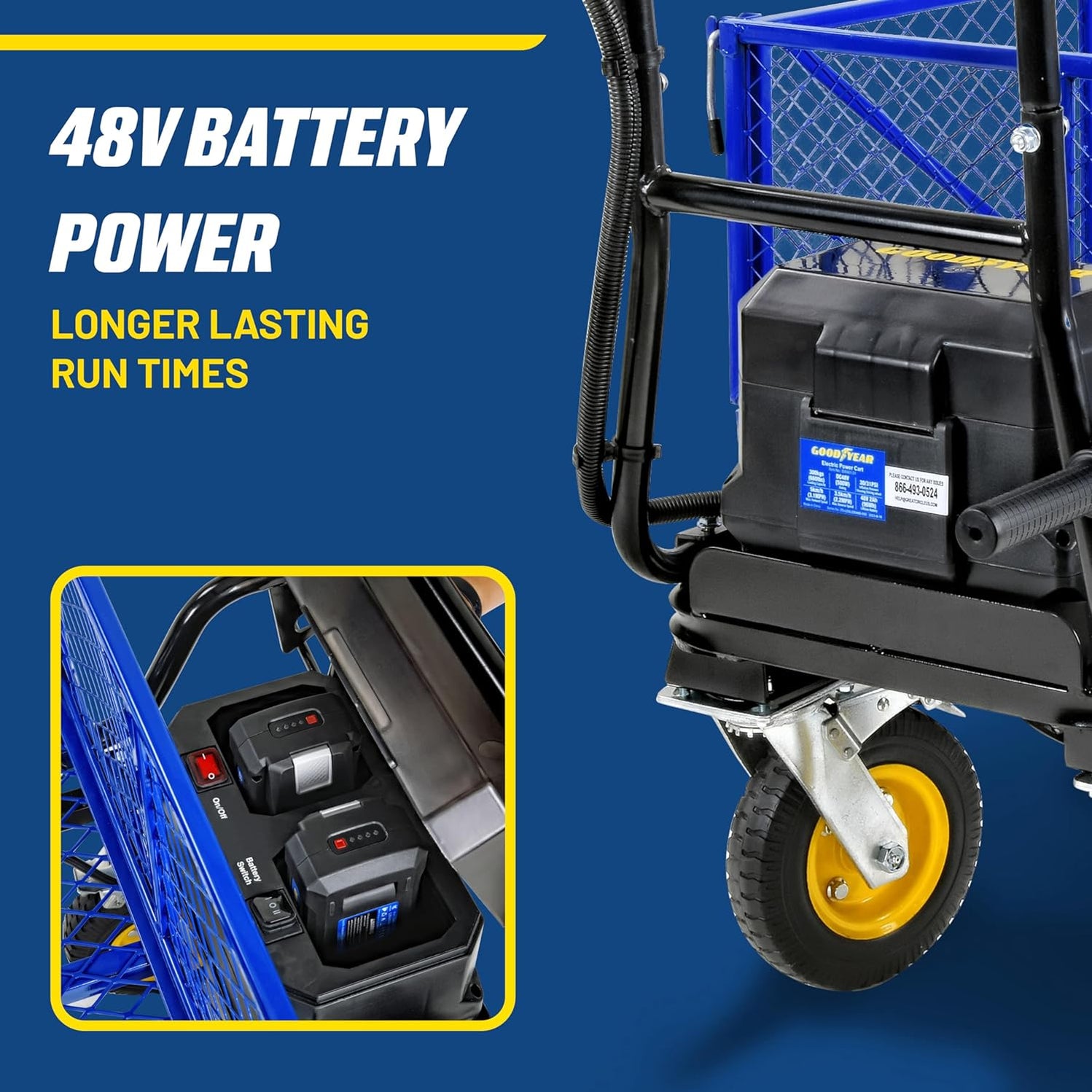 Goodyear Electric Utility Wagon: 48V Li-Ion, 660lbs Load, 1000lbs ...